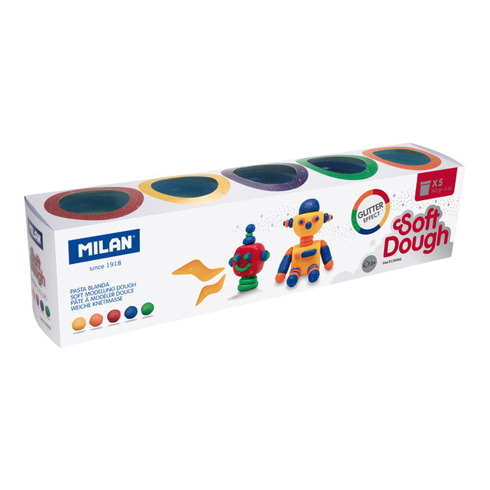 PASTA BLANDA BASIC SOFT DOUGH 142 G 5 COLORES GLITTER | 1 UNIDADES ...