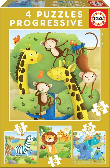 PUZZLE PROGRESIVO 12-16-20-25 ANIMALES SALVAJES | EDUCA-BORRAS | 1 ...