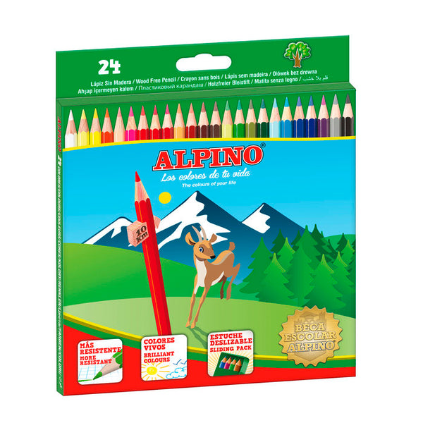 LAPICES DE COLORES ALPINO HEXAGONALES - CAJA 24 LAPICES LARGOS ...